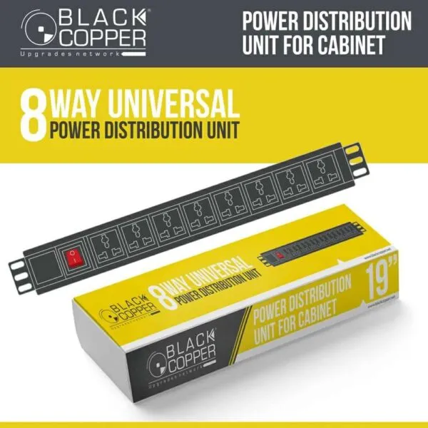 Black Copper 8-Port Rackmount Power Distribution Unit with Surge ...